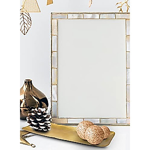 Serene Spaces Living Gold Rectangle Brass Tray, Decorative Vanity Tray, Cosmetic & Jewelry Organizer, Serving Platter, Fruit Holder, Candle Holder for Coffee Table, 16.5" Long X 6" Wide X 1" High