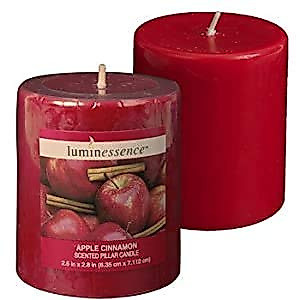 Set of 2 Luminessence Apple Cinnamon Scented Pillar Candles by Luminessence