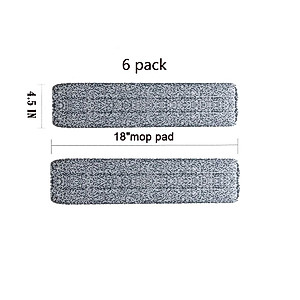 YOUSHANGJIA 18 inch mop Pads Replacement 6 Pack mop Head Replacement Washable Microfiber Pads