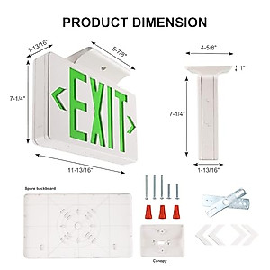 Motomate Green LED Exit Emergency Sign Light Single or Double Faces Rechargeable 120V/277V Fire Exit Signs Lighting for Room,Street,Window,Stairs