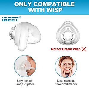 2PCS Replacement Cushion (Large) for Wisp - Cosy Fit for Secure Seal, IBEET Replacement Nasal Supplies, Large