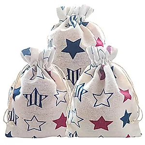 American Flag Patriotic Star Gift Treat Bags Drawstring Gift Bag 4th of July USA Favor Goodies Bag for Wedding Birthday Party ,Memorial Day, Veterans Day Party, Independence Day, Labor Day Party Decorations