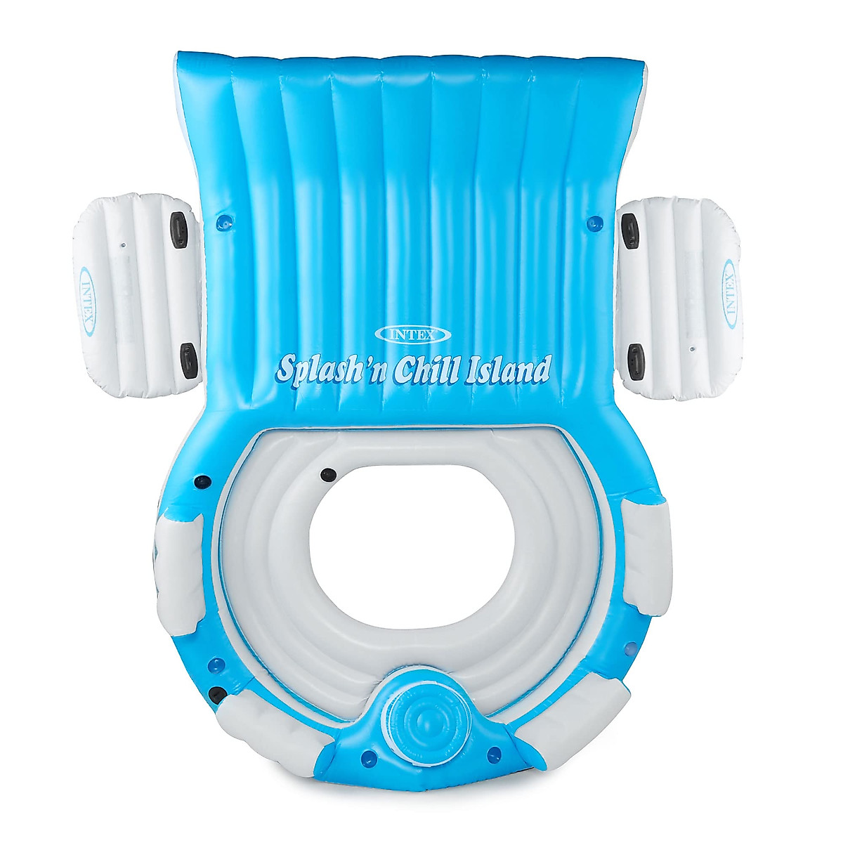 Intex 56299EP 145 x 125 x 20 Inch Splash N Chill Inflatable Lake and Pool Relaxation Island Lounger Seat for up to 7 Adults, Blue and White