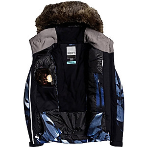 Roxy Jet Ski Premium Snow Jacket Mazarine Blue Stiped Leaves LG (US 11)