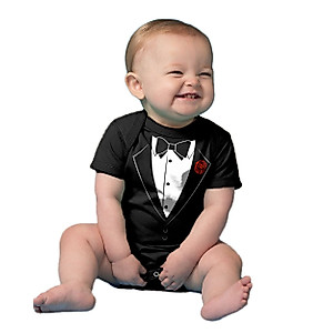 Ann Arbor T-shirt Co. Unisex Baby Tuxedo Baby Funny Infant Humor One Piece-6 Month Black