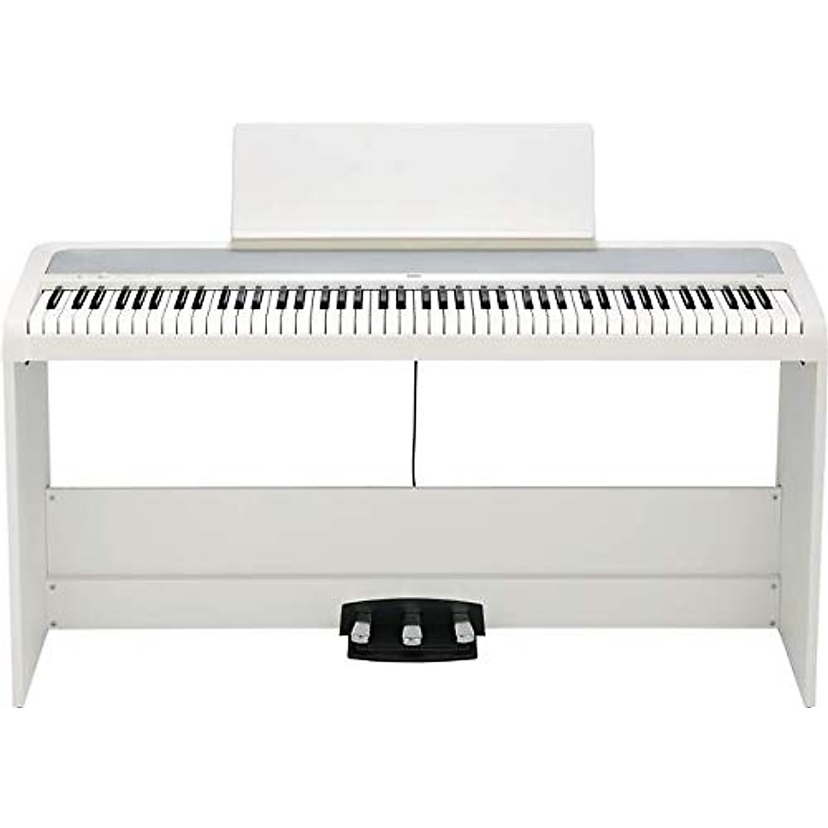 Korg B2SP Digital Piano - White Bundle with Furniture Stand, Three-Pedal Unit, Bench, Instructional Book, Austin Bazaar Instructional DVD, and Polishing Cloth