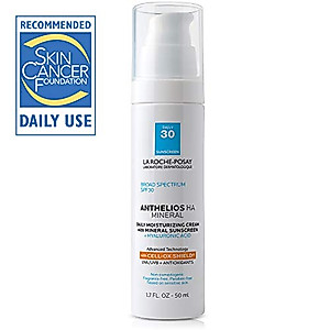 La Roche-Posay Anthelios 100% Mineral Sunscreen Moisturizer with Hyaluronic Acid, Broad Spectrum SPF 30 Face Sunscreen with Zinc Oxide & Titanium Dioxide, 1.7 fl. oz.