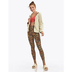 LIEBERGO Workout Leggings for Women Tummy Control High Waisted Yoga Pants Printed Leggings for Women Festival- 25 Inches Beauty and The Beast Leopard XX-Small