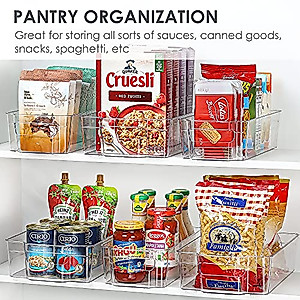 Refrigerator Organizer Bins, Vtopmart 4 Pack Large Clear Plastic Food Storage Bin with Handle for Freezer, Cabinet, Fridge, Kitchen Pantry Organization and Storage, BPA Free, 14.5" Long