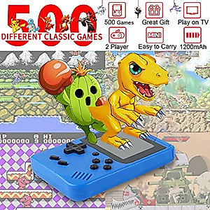 Retro Handheld Game Console, 500 Games Portable Hand Held Video Game for Kids & Adult Classical FC Games with 3.0-Inch Screen Rechargeable Battery Handheld Gaming Two Players Support for TV