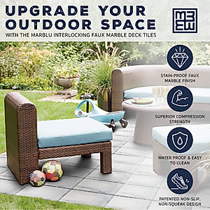 Patio Deck Tiles - 9 Pack - Marble Effect 12" x 12" Interlocking Deck Tiles Outdoor with Weatherproof Patio Flooring Interlocking Tiles Snap Together Outdoor Tiles for Patio – Interlock Tiles