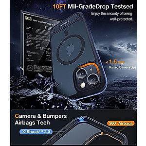 TORRAS Strong Magnetic Specialized for iPhone 13 Case with Stand, Compatible with MagSafe, Sturdy Built in Kickstand, Military Grade Drop Protection for iPhone 13 Phone Case, Translucent Matte Black