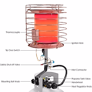 COSTWAY 360 Degrees Propane Tank Top Heater, 35,000-42,000 BTU Portable Propane Heater with Safety Shut-off and Tip-over Switch, CSA Certification for Outdoor, Camping (Propane Cylinder not Included)