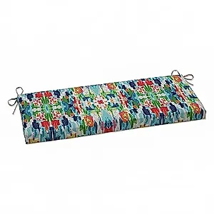 Pillow Perfect Outdoor/Indoor Bench/Swing Cushion, 45" x 18", Blue Abstract Reflections