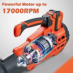 GYMAX Cordless Leaf Blower, 5 Speed Level 20V Max with Battery & Charger, Handheld Electric Portable Lightweight Leaf Blower for Lawn, Garden, Leaves, Snow Debris (Orange)