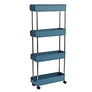 LIRUXUN Kitchen Trolley 3/4 Tier Bedroom Snacks Cart Bathroom Storage Rack with Wheels Househlod Standing Shelf ( Color : Black , Size : 1pcs )
