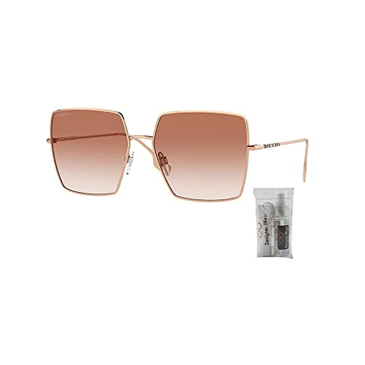 BURBERRY Daphne BE3133 133713 58MM Rose Gold/Gradient Pink Square Sunglasses for Women + BUNDLE With Designer iWear Complimentary Eyewear Kit