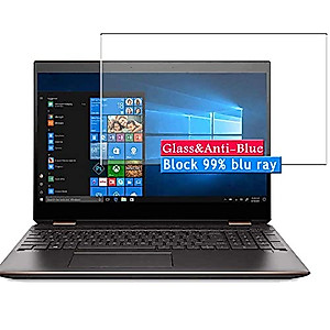Vaxson Anti Blue Light Tempered Glass Screen Protector, compatible with HP Spectre x360 15-df0009TX 5KU78PA-AAAA 15.6" Visible Area, 9H Film Protectors [ Not Full Coverage ]