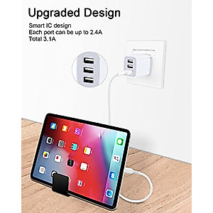 USB Charger Cube, Wall Charger Plug, AILKIN 3.1A 3-Muti Port USB Adapter Power Plug Charging Station Box Base for iPhone 14 13 12 Pro Max Mini SE 11 Pro Max/X/8/7/6S, Samsung Phones USB Charging Block