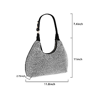GripIt Rhinestone Handbag Purse Black Clutch Purses for Women Evening Shoulder Diamond Purse Bling Crystal Bag purses for Wedding Prom