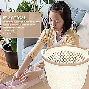 Plastic Laundry Basket Laundry Hamper Reusable Plastic Clothing Basket with Handles Dirty Clothes Storage Organizer for Sundries Throws Pillows Towels Dirty Clothes Hamper