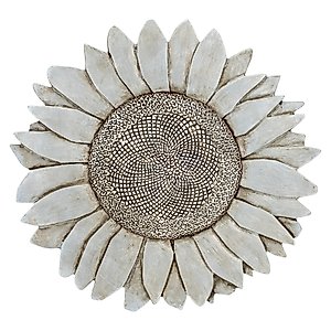 NAT & Jules Sunflower Shaped Dimensional Indoor Outdoor 12 inch Cast Resin Decorative Garden Stepping Stone, Patio, Walkway Sculpture Yard Art, Stone Grey