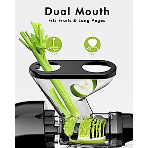 SiFENE Cold Press Juicer Machine, Compact Single Serve Slow Masticating Juicer, Vegetable and Fruit Juice Extractor Maker Squeezer, Easy to Clean, Non-BPA (Black)