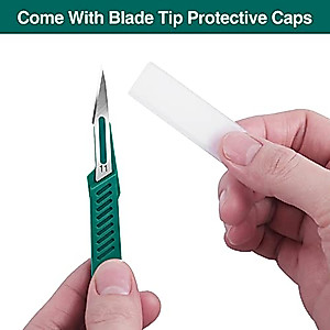 10 PCS Scalpel Blades with #11 Scalpels Surgical Blades,Disposable Blades with Protective Cover,Laboratory Blade-Lab Knives- Carving Blades with Handle-Art Blades Practicing Cutting-Crafts & More