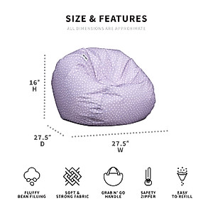 Big Joe Classic Bean Bag Chair, Petal Pip Lilac Smartmax, Durable Polyester Nylon Blend, 2 feet Round