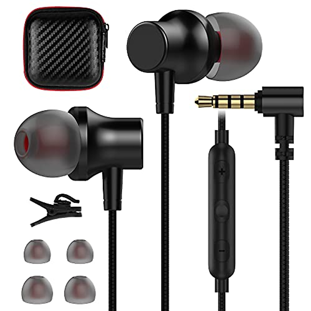 COOYA 3.5mm in-Ear Wired Headphones with Microphones for Samsung A14 A23 S10 A71 5G A51 A52 A12 Magnetic Earbuds Stereo Audio 3.5mm Jack Earphones for iPhone 5 6 Plus iPad 9 OnePlus Nord N300 6 LG MP3