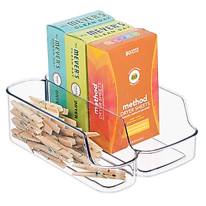 iDesign IDjr Storage Organizer with Two Compartments for Baby Bottles, Pouches, Food Jars for Pantry or Refrigerator - Clear