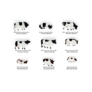 CWBPING 20pcs 1:87 HO Scale Model Painted Farm Animals Miniature Cows for Model Railway Layout Mini Model Farm Landscape Making