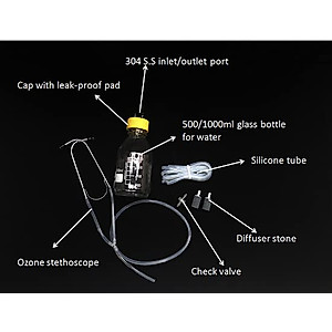 Maxmedi Ozone Ear Puffs Kit with Ozone Stethoscope and 500ml Glass Bottle, Blue