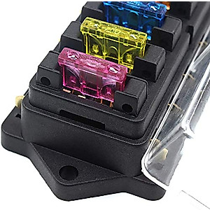 Ninth-City 6 Way Blade Fuse Block Waterproof Fuse Box Holder with Negative Bus ATC/ATO for 12V 24V Boat Marine Yacht Vehicle Auto RV Car Trailer Truck SUV Vehicle