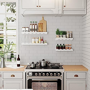 Floating Nursery Book Shelves Set of 2 Bathroom Shelves Over Toilet Modern Wood Storage Shelves for Wall Decor, Books, Toys, Photo Frames, Picture Ledge-White