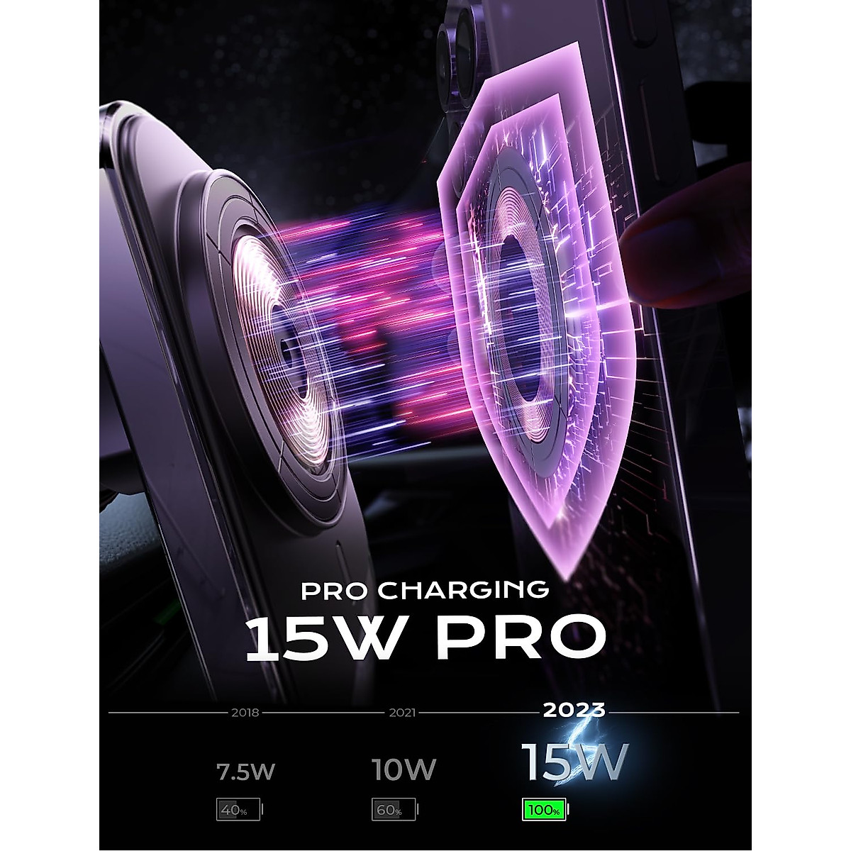 LISEN for MagSafe Car Mount Charger for iPhone 15, Wireless Universal Vent Charger for iPhone Car Accessories Magnetic Phone Holder Mount, Fits iPhone 15 Pro Max Plus Mini 14 13 12