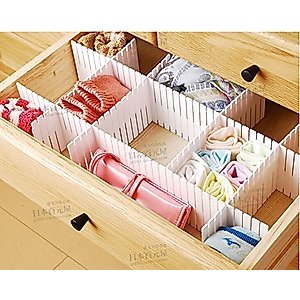 Duroetui Adjustable Plastic Drawer Closet Grid Divider Tidy Organizer Container Home Storage (45cm X 10cm ( 18" X 4" ), White)