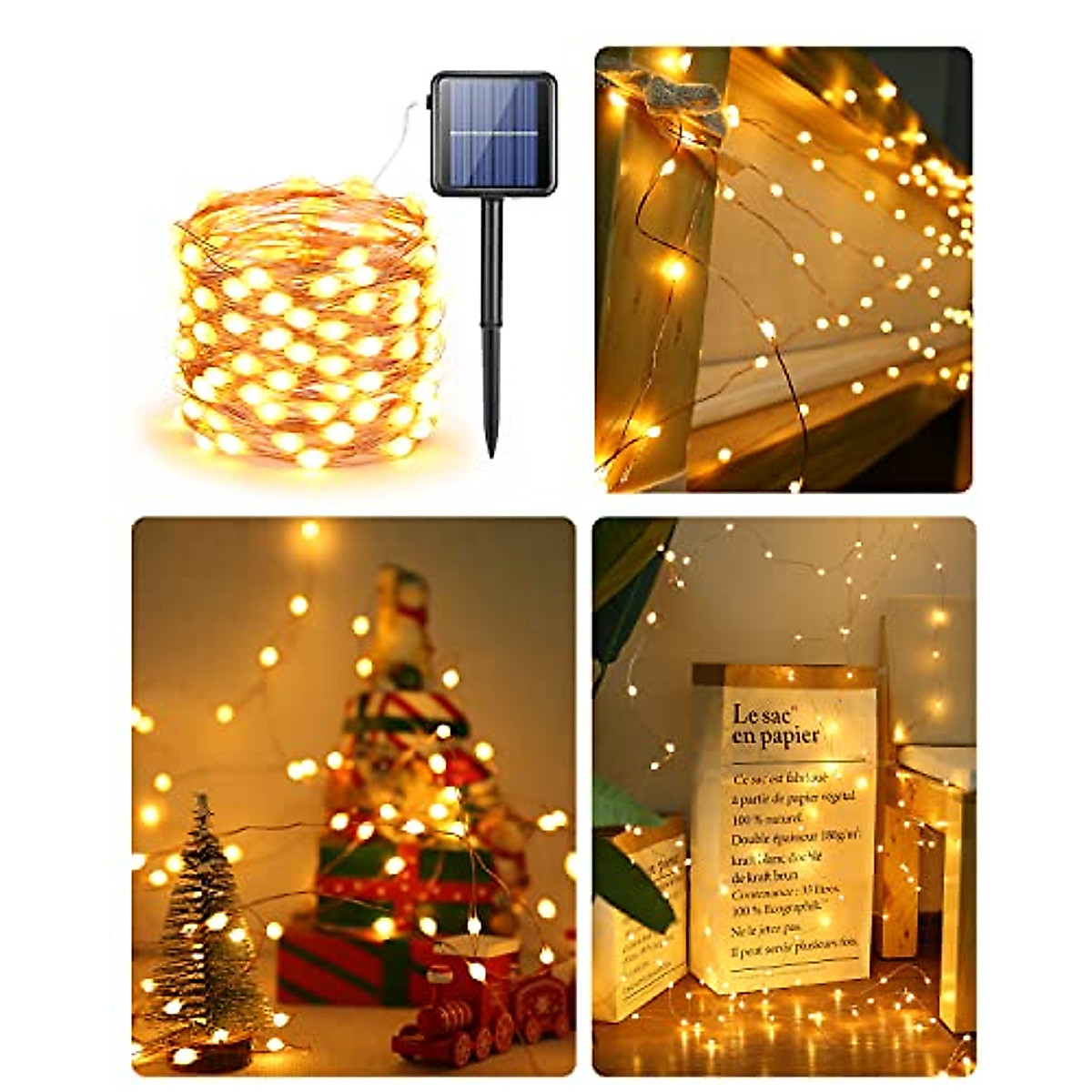 Flacchi Solar Fairy Lights Outdoor Waterproof - 2 Pack 39 ft 100 LED 8 Modes Solar String Lights for Patio Garden Yard Party Wedding Warm White