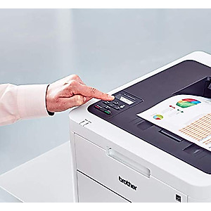 Brother HL-L3230CDW Compact Digital Color Laser Printer, Wireless Printing, Automatic Duplex Printing, Built-in Wireless, 256 MB, 25 ppm, 250-sheet, White-Bundle with Printer Cable