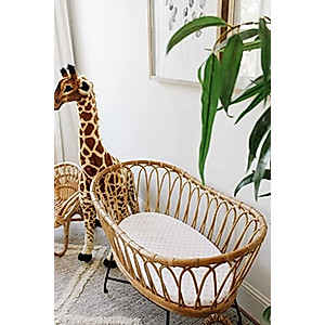 NODNAL CO. 3 Fitted Bassinet Sheets Pink Set for Baby Girl - 100% OEKO-TEX Cotton - Chevron, Polka Dot and Stripe - for Cradle/Moses Basket Hourglass, Oval & Rectangle Mattress Sheet