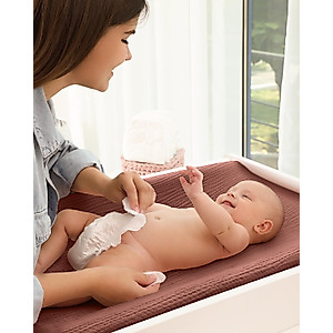 Muslin Changing Pad Cover for Baby Girls Boys, Cotton Natural Comfort Diaper Change Table Pad Covers, Ultra Soft Breathable Boho Changing Pad Sheets, 2Pack (Rainbow&Cedar)