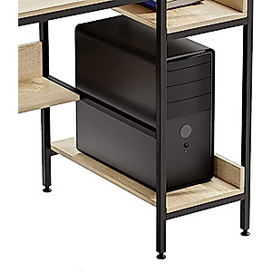 Bestier Computer Desk with Storage Shelves 47 Inch Ladder Writing Desk Bedroom Organization for Small Space Reversible Bookshelf and Under Desk Shelf (Oak)