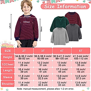 Cooraby 4 Pack Toddler Boys' Thermal Long-Sleeve Shirts Stripe and Solid T-Shirts Cotton Long-Sleeve Shirts for Boys
