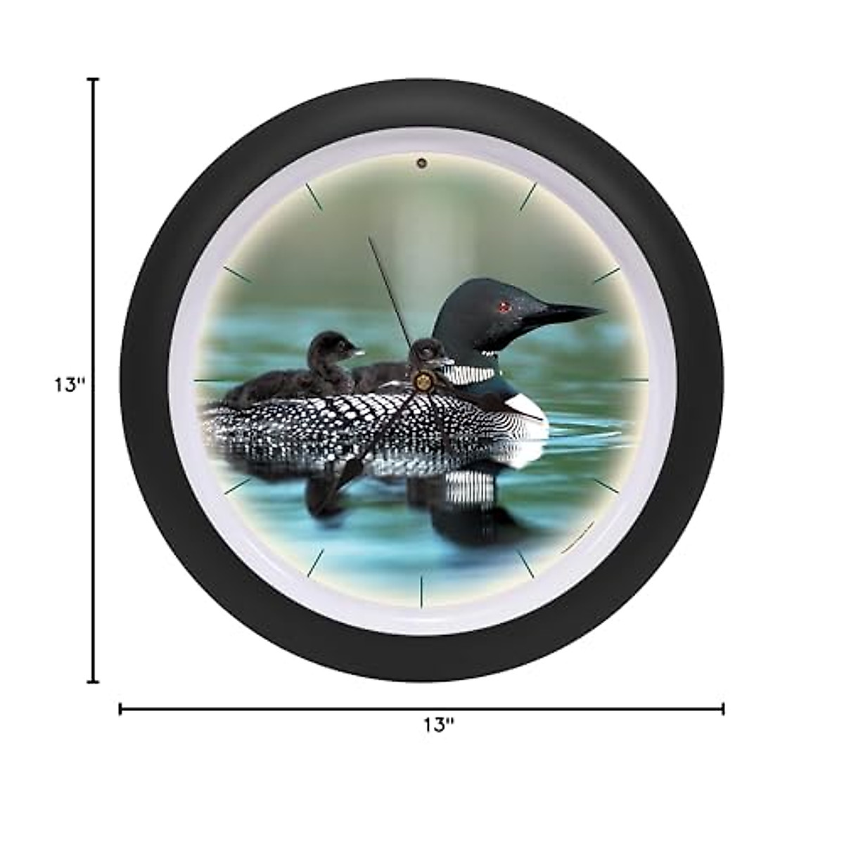 Mark Feldstein & Associates Call of The Loon Artwork Matte Black 13 inch Sound Wall Clock