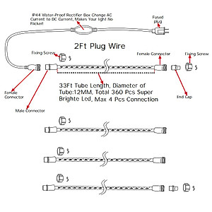 ILUMDECOOD 120V LED Rope Lights, 10M 33ft, Retro Warm White 2700K, Indoor or Outdoor Use, Linkable, Perfect for Deck, Garden, Patio, Landscape Lighting, Camping, Party, Bedroom Décor, Waterproof