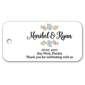 Pretty Floral Personalized Custom Party Wedding Favor Gift Bag Tags - 1.5" x 3" - 30ct