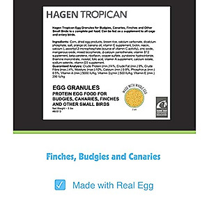 HARI Tropican Bird Food for Finches, Budgies, And Canaries, Hagen Parrot Food with Egg Granules, 8 lb Bag