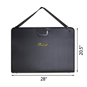 28 x 20.5 Inches Large Art Portfolio Bag Artist Carrying Case with Shoulder Strap, Black