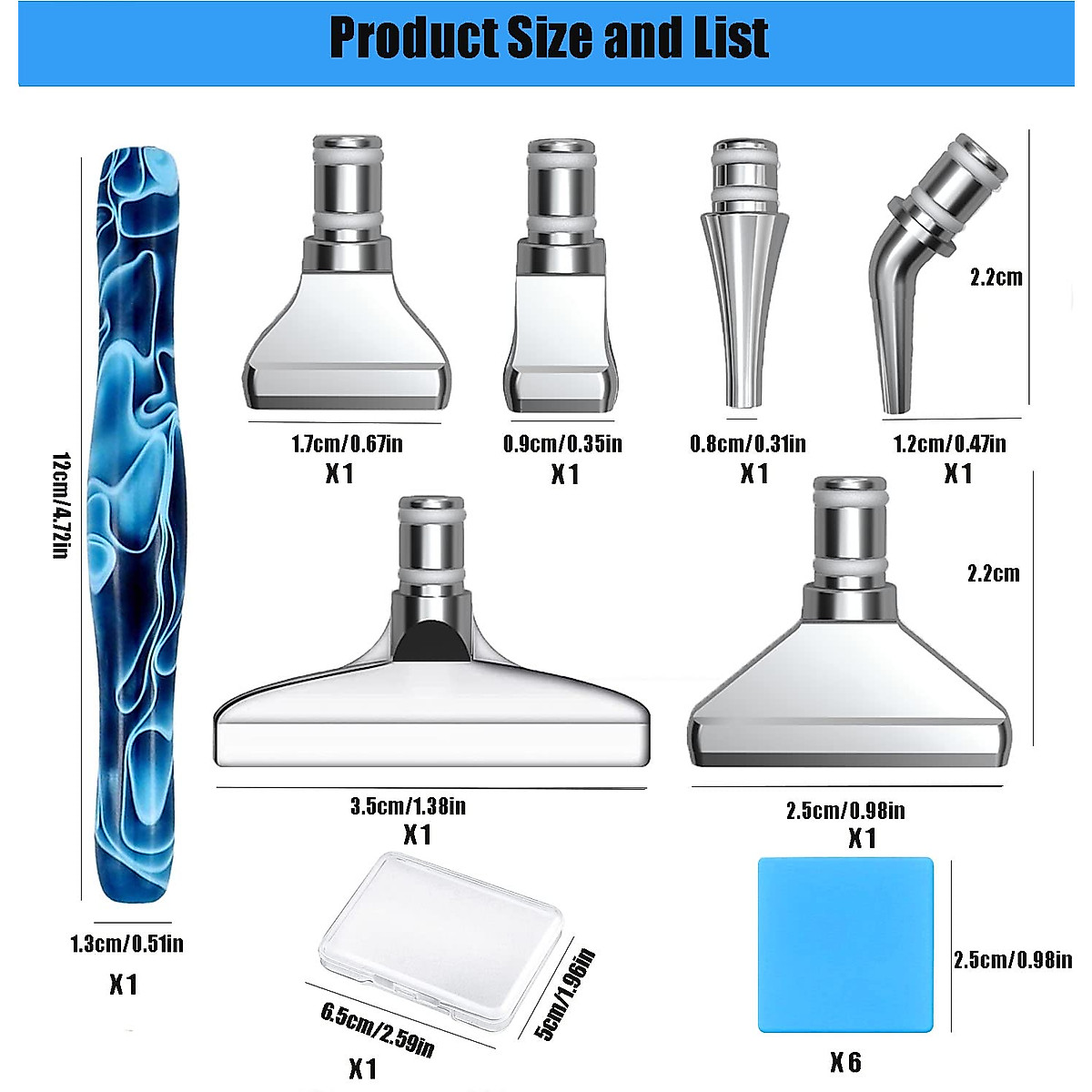 14PCS Diamond Painting Pen Accessories Tools Set, Exquisite Stainless Steel Metal Pen Tips, Ergonomic Diamond Art Drill Pen and 6 Painting Glue Clay, Comfort Grip and, Faster Drilling (14PCS-Blue)