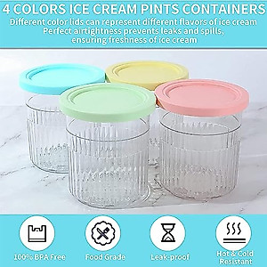 Creami Pints, for Ninja Creamy Pints and Lids - 4 Pack,24 OZ Icecream Container Safe and Leak Proof Compatible with NC500,NC501 Series Ice Cream Makers